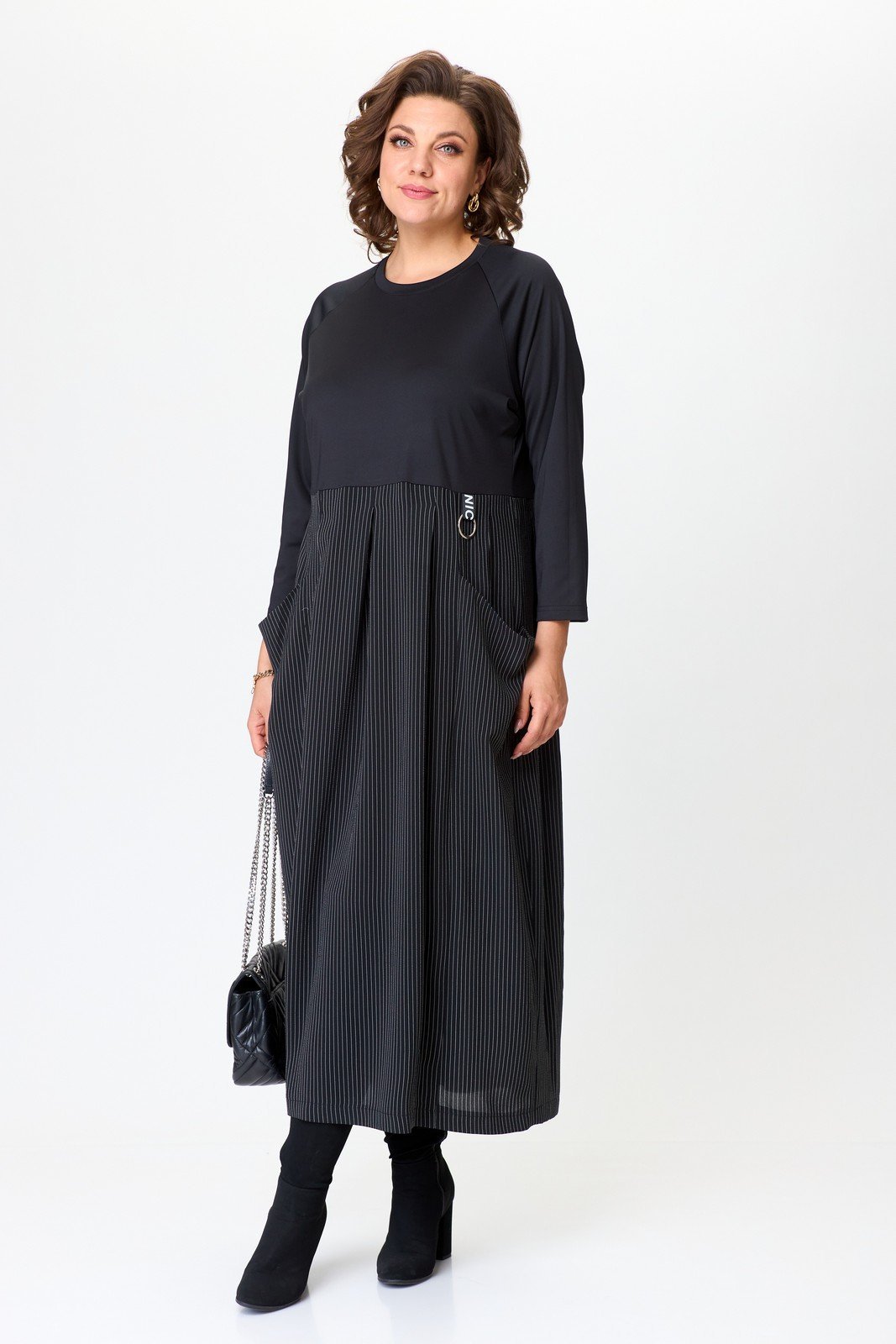 Платье 2137-1 черный + широкая полоска Michel Chic купить в интернет магазине | в наличии